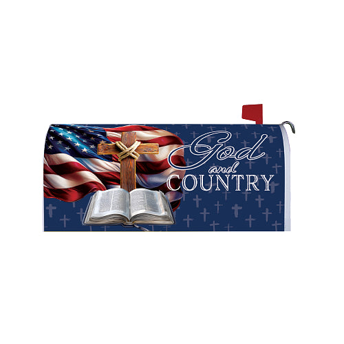 God and Country Patriotic Mailbox Cover - Spiritual Decor – Wind Sensations