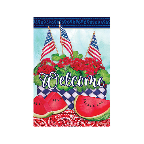 Watermelon & Flags, Patriotic Summer Welcome Garden Flag – Wind Sensations